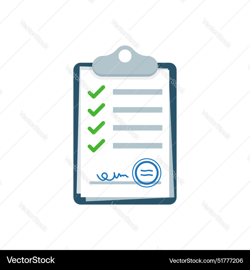 Clipboard with checklist icon in flat style Vector Image