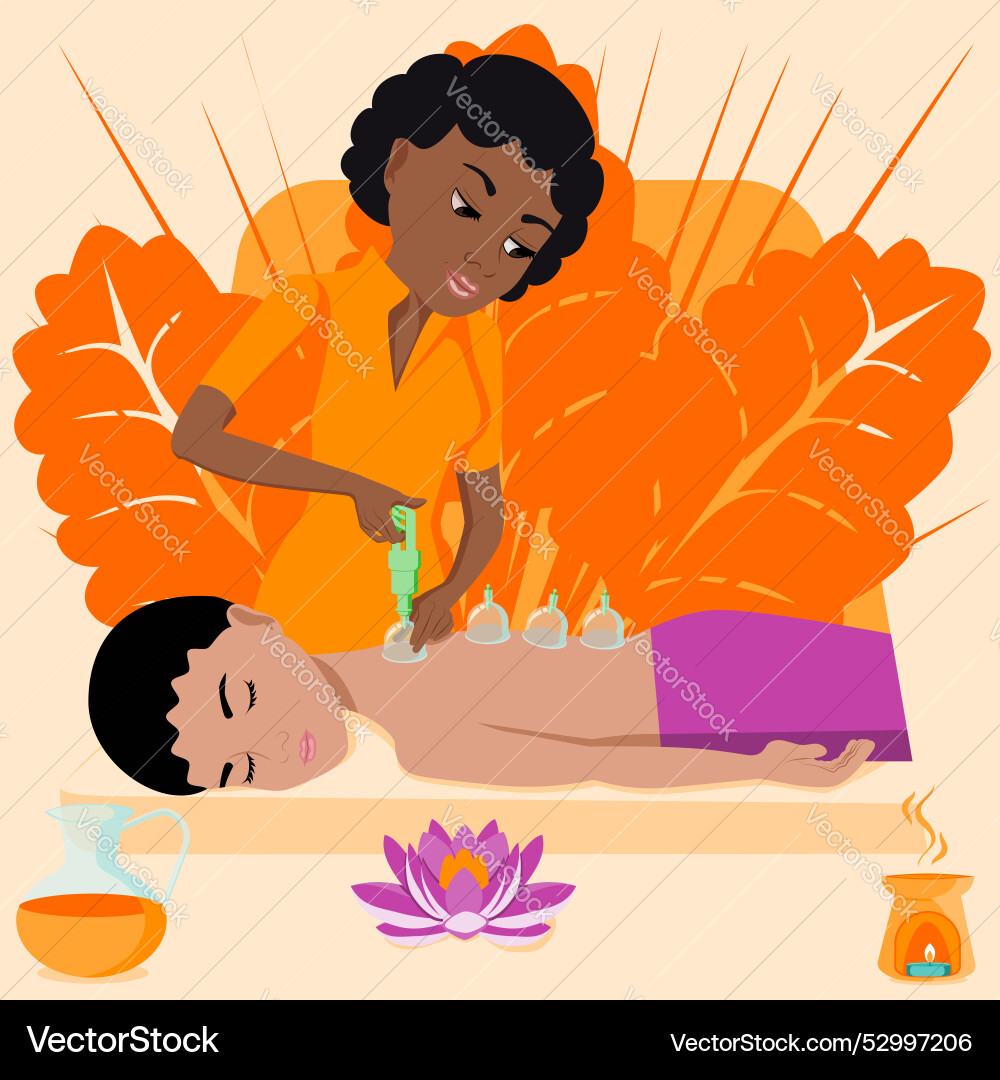 Cup massage african and indian ethnicity Vector Image