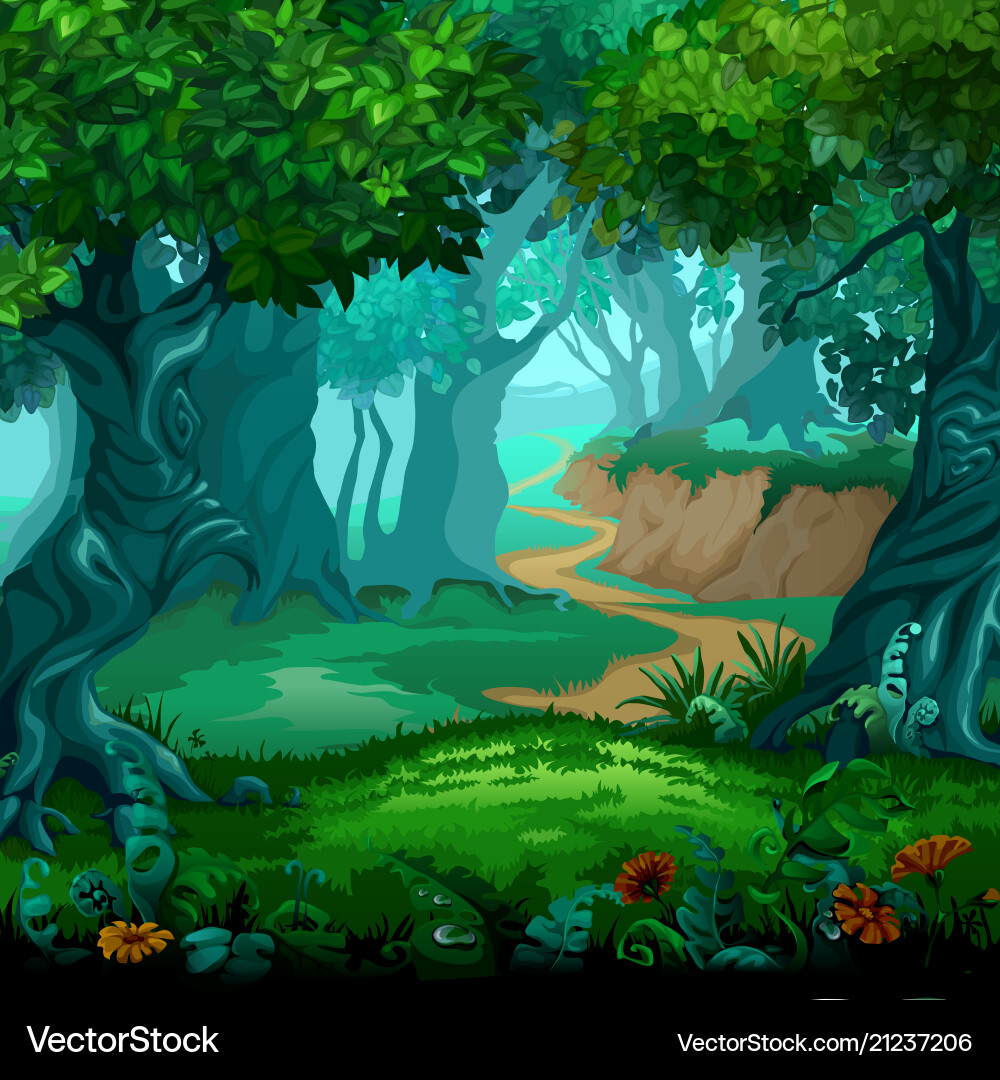 Enchanted Moving Trees Forest Royalty Free Vector Image