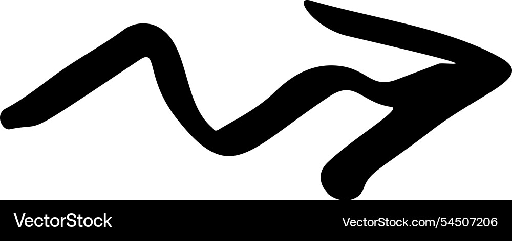 Handdrawn curved sketchy arrow doodle Royalty Free Vector