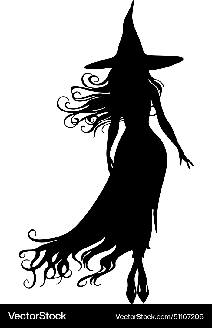 Silhouette of a pretty witch Royalty Free Vector Image