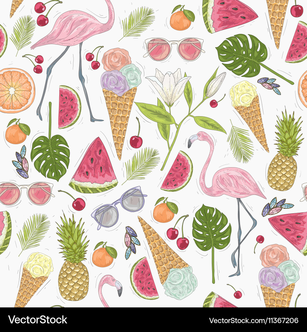 Tropical Summer Pattern Royalty Free Vector Image