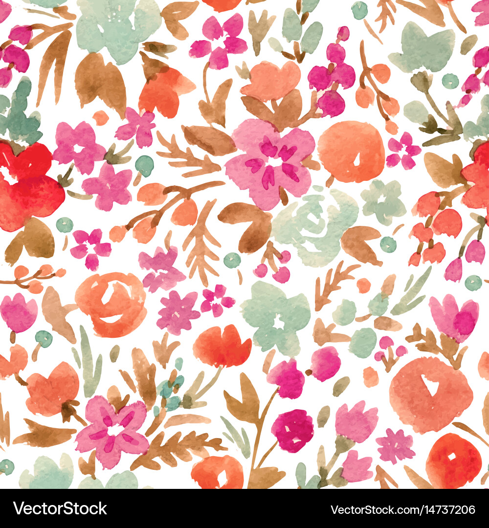 Watercolor abstract floral pattern Royalty Free Vector Image