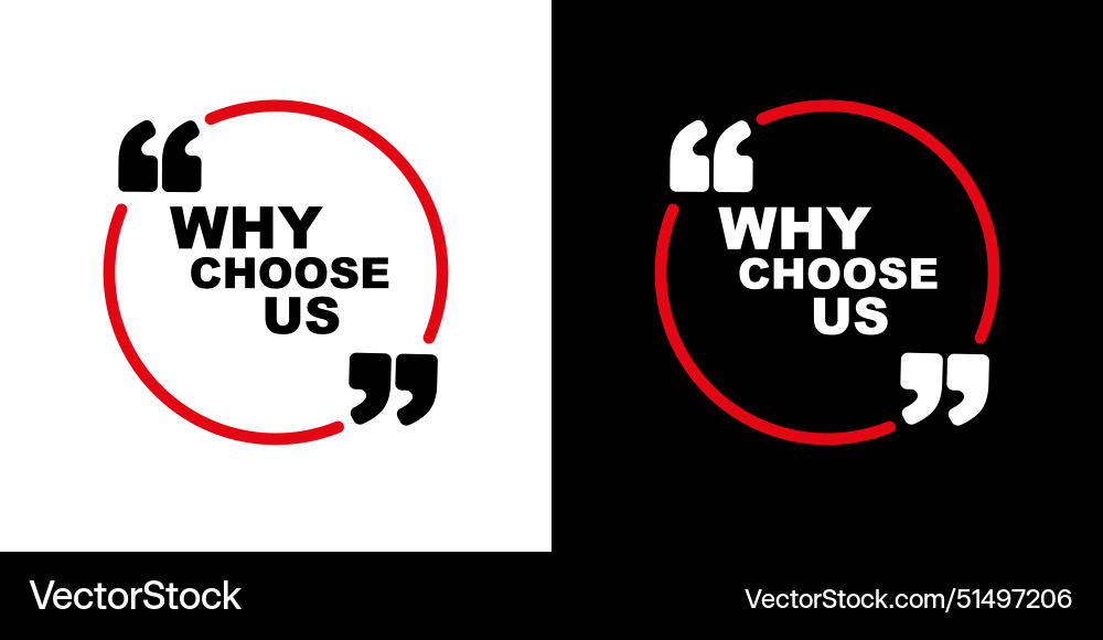 Why choose us sign on white background Royalty Free Vector