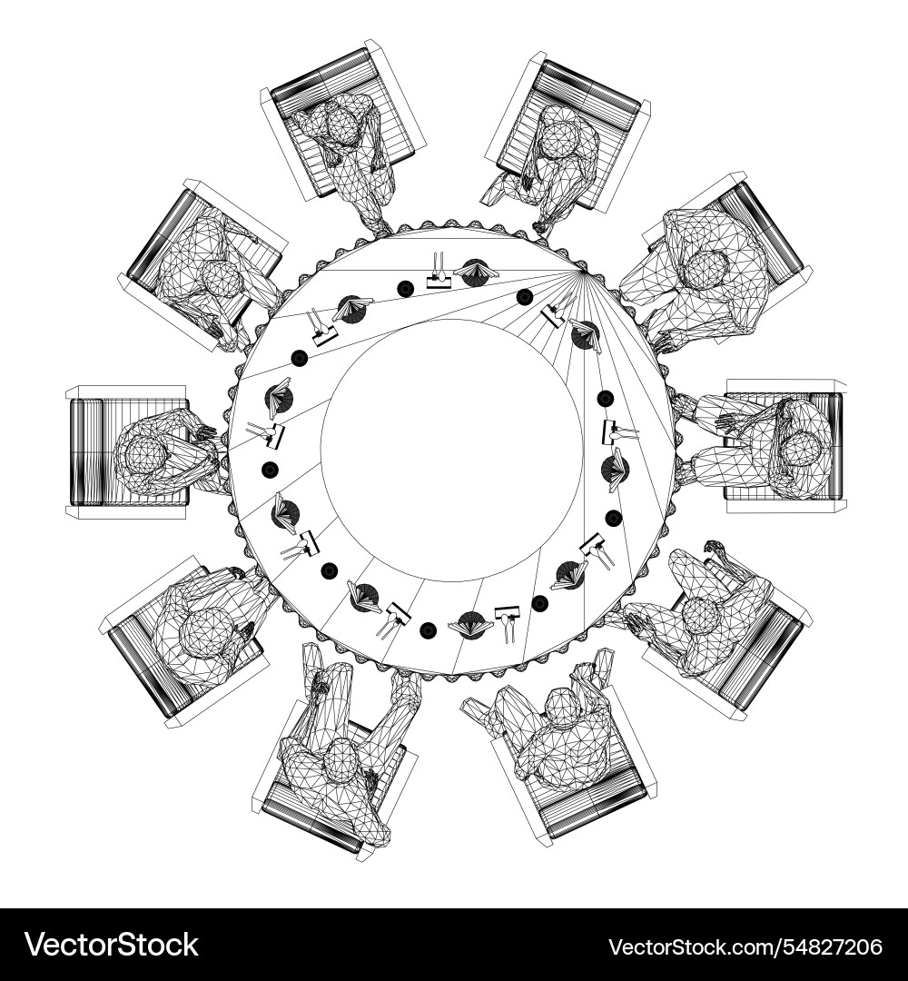 Wireframe of people sitting in restaurant Vector Image