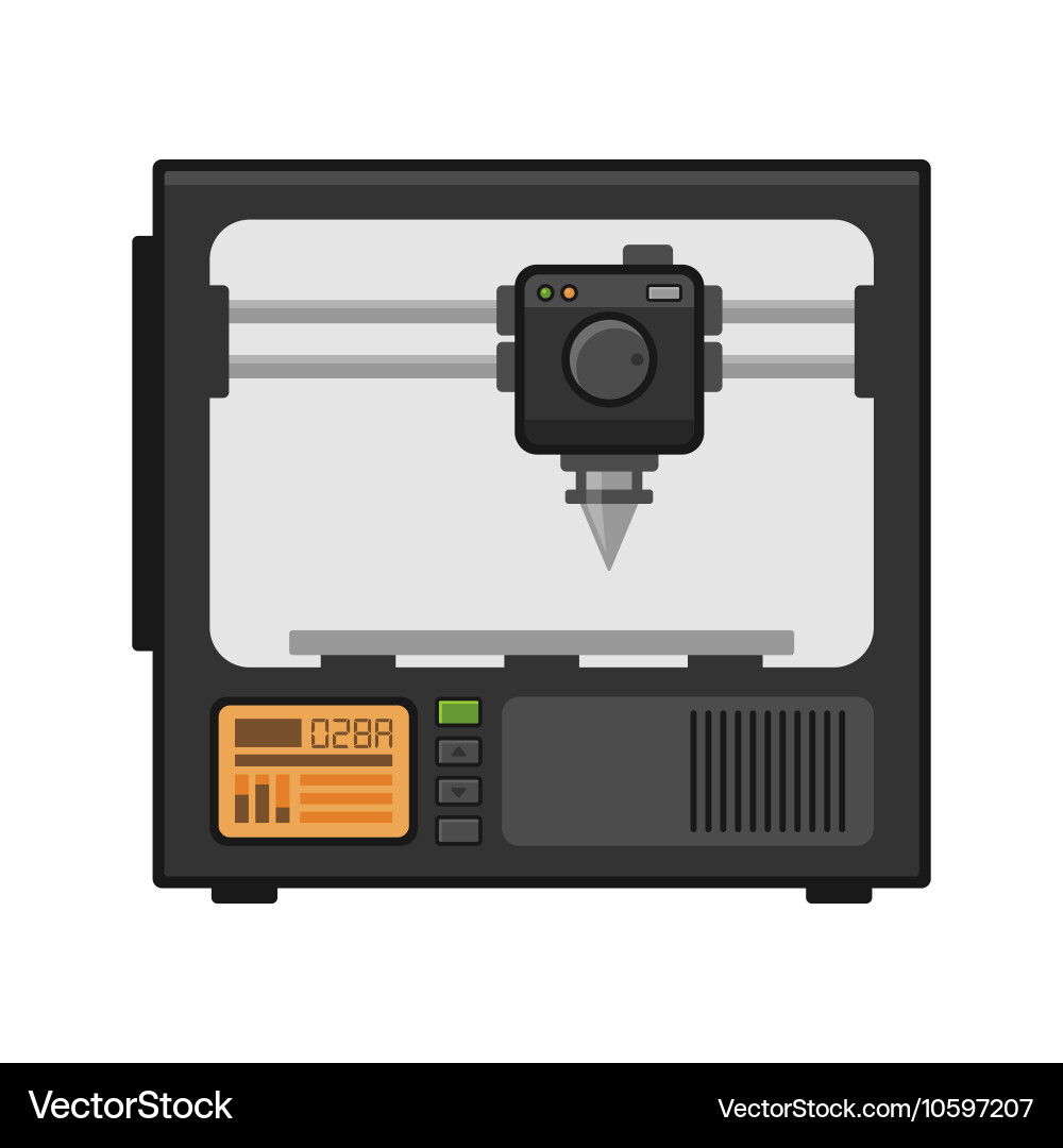 3d printer on white background Royalty Free Vector Image