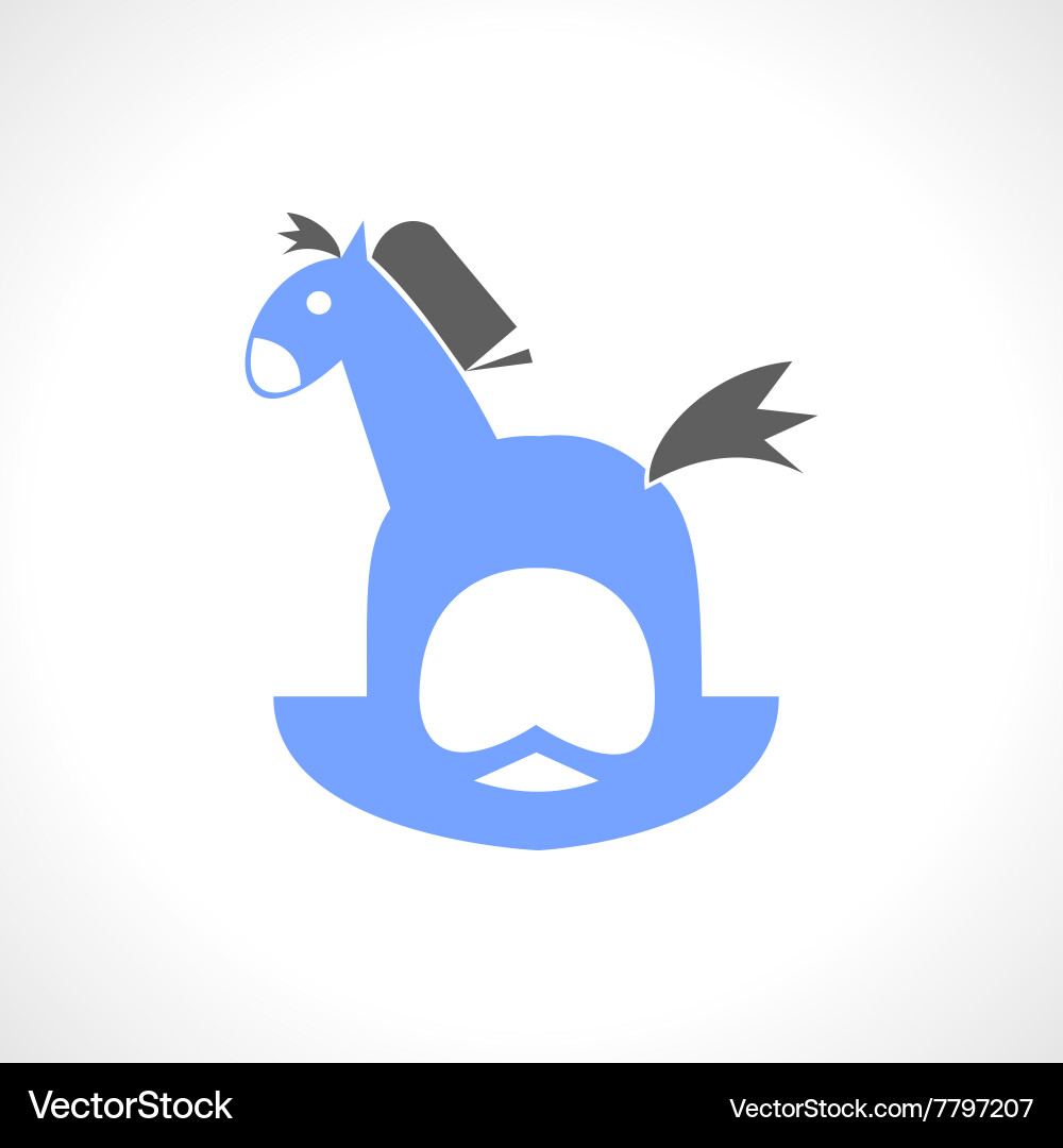 Blue rocking horse for children Royalty Free Vector Image