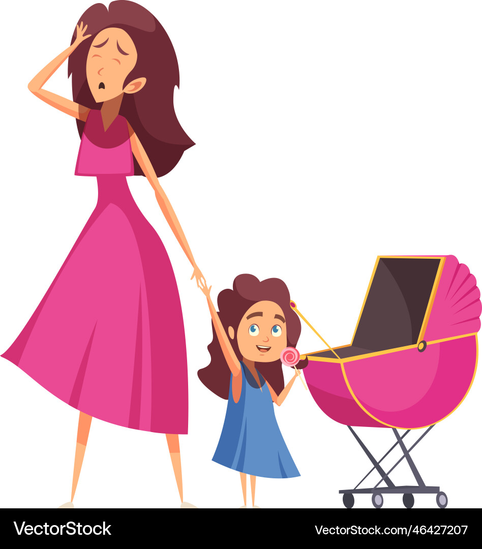Cartoon tired mum Royalty Free Vector Image - VectorStock