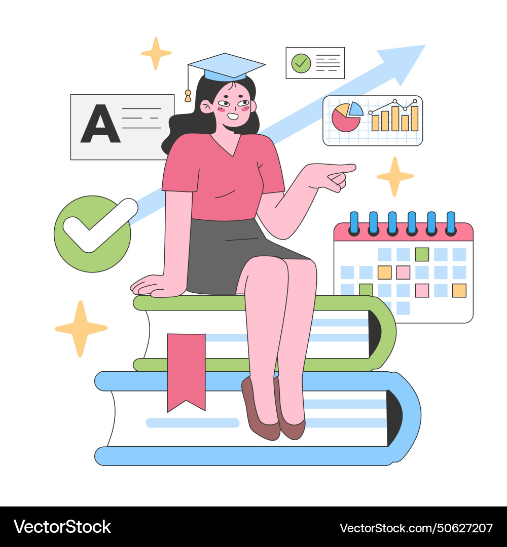 Educational triumph journey flat Royalty Free Vector Image