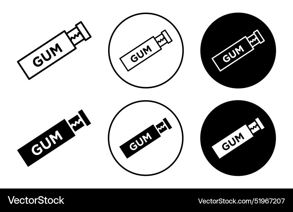 Gum simple icon collection set on white Royalty Free Vector