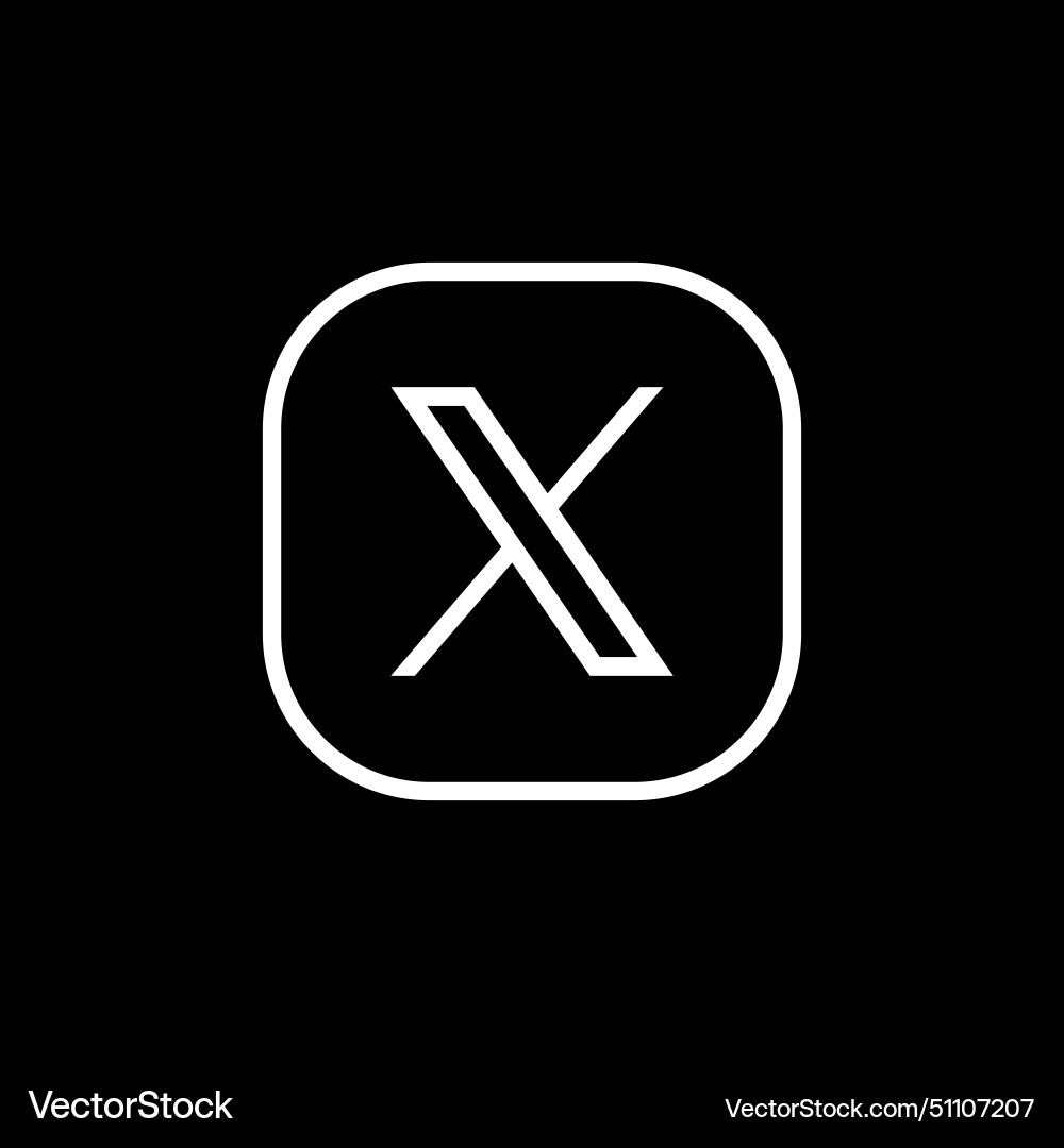 New twitter logo x icon on black background Vector Image