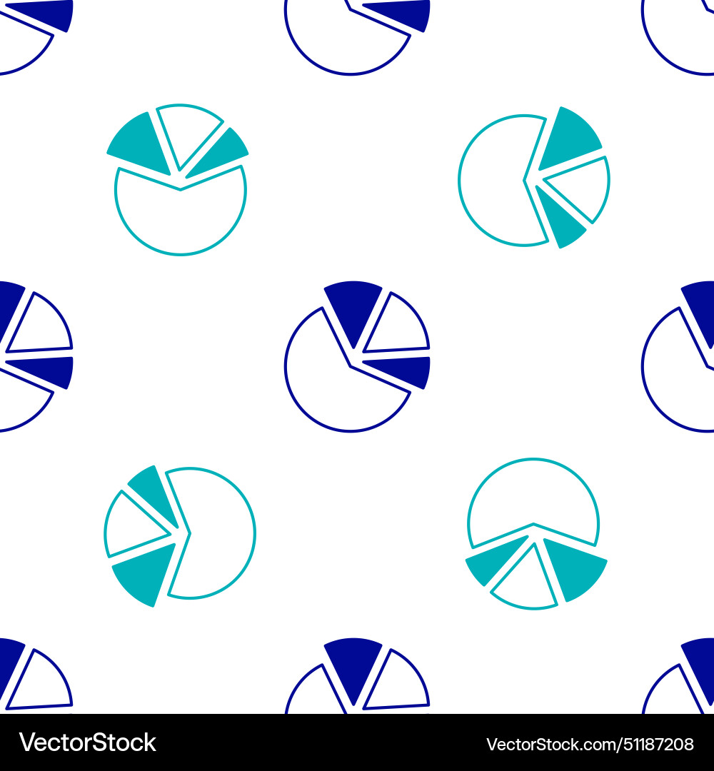 Blue pie chart infographic icon isolated seamless Vector Image
