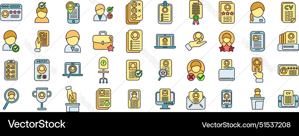 Candidate icons set color line Royalty Free Vector Image