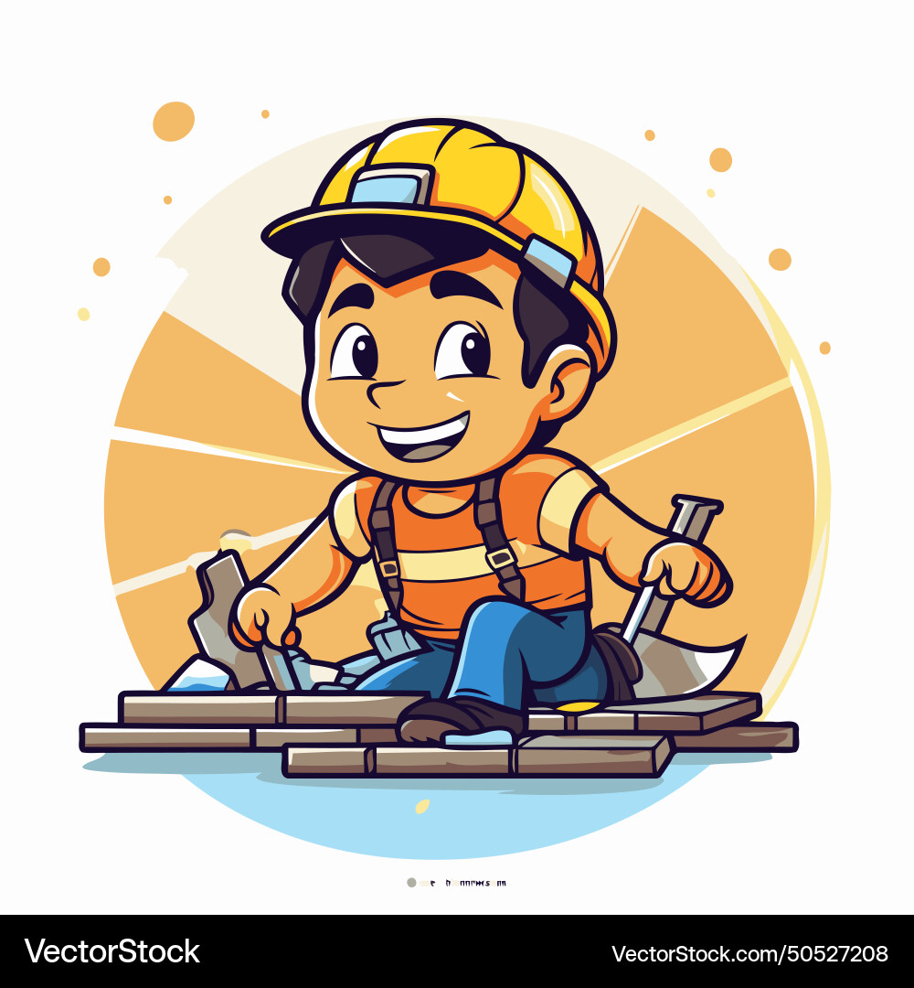 Cartoon construction worker of a builder Vector Image