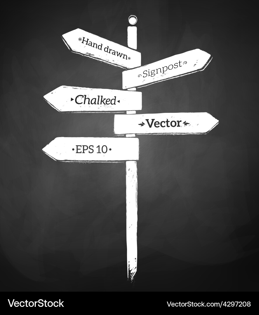 Chalkboard Road Signpost Symbol Royalty Free Vector Image