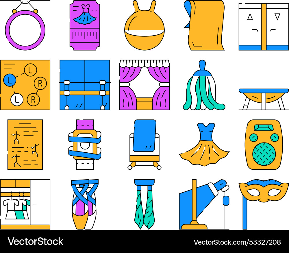 Choreography dance collection icons set Royalty Free Vector