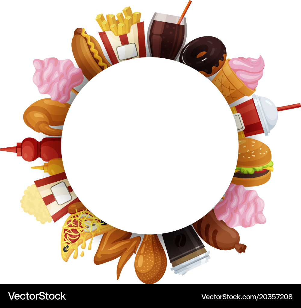 Fast food round banner Royalty Free Vector Image