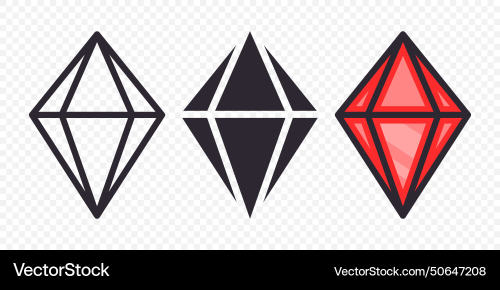 Flat simple minimalistic gemstone icons set Vector Image