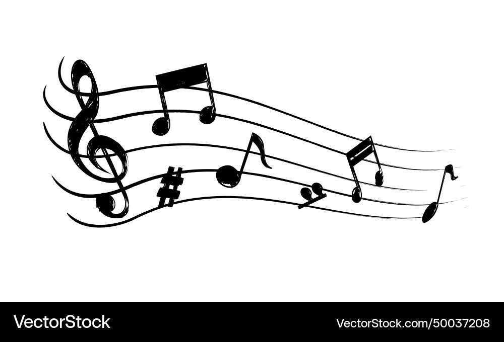 Hand drawn music note stave in grunge style Vector Image