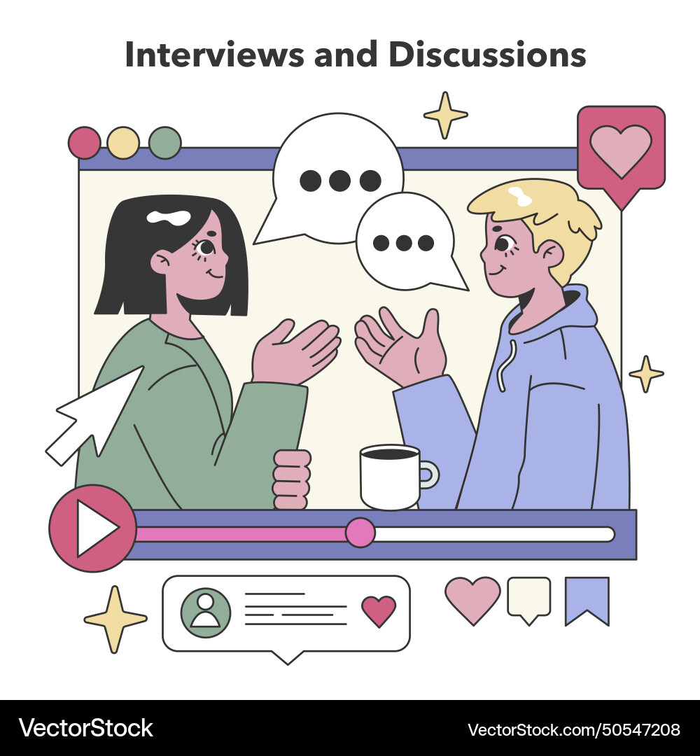 Interviews and discussions concept flat Royalty Free Vector