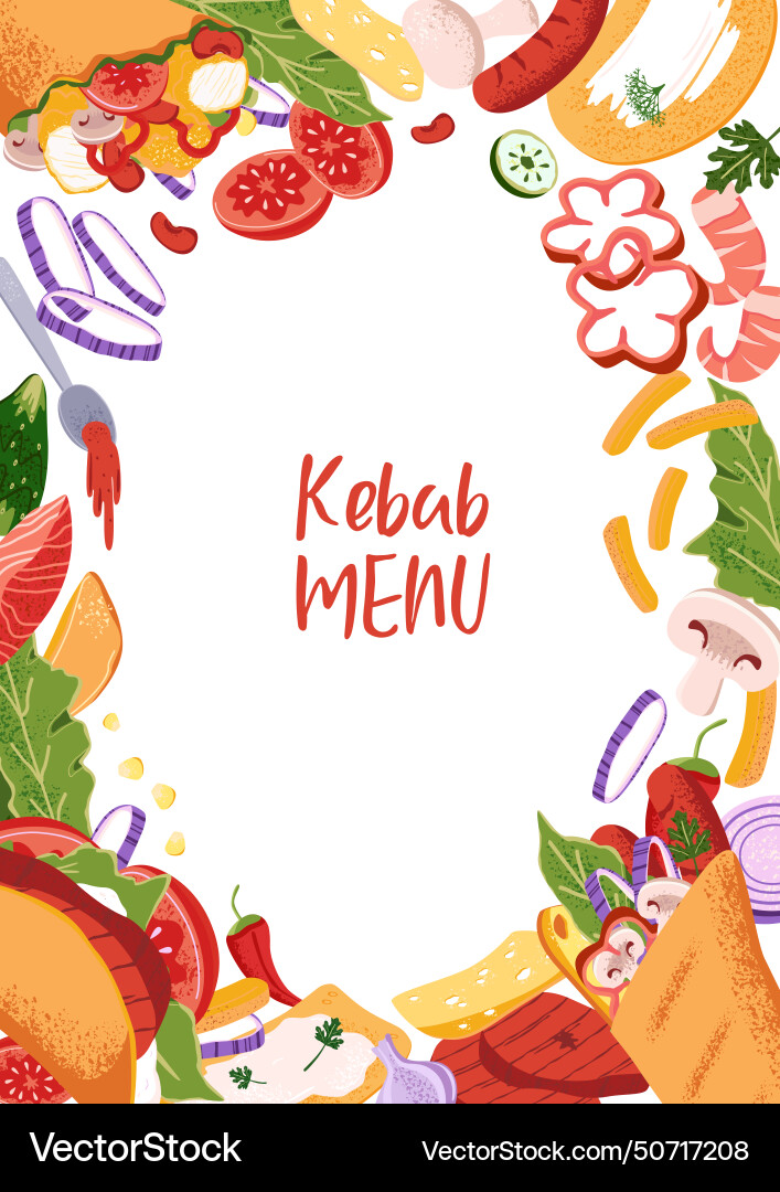 Menu cover to shawarma doner kebab frame Vector Image