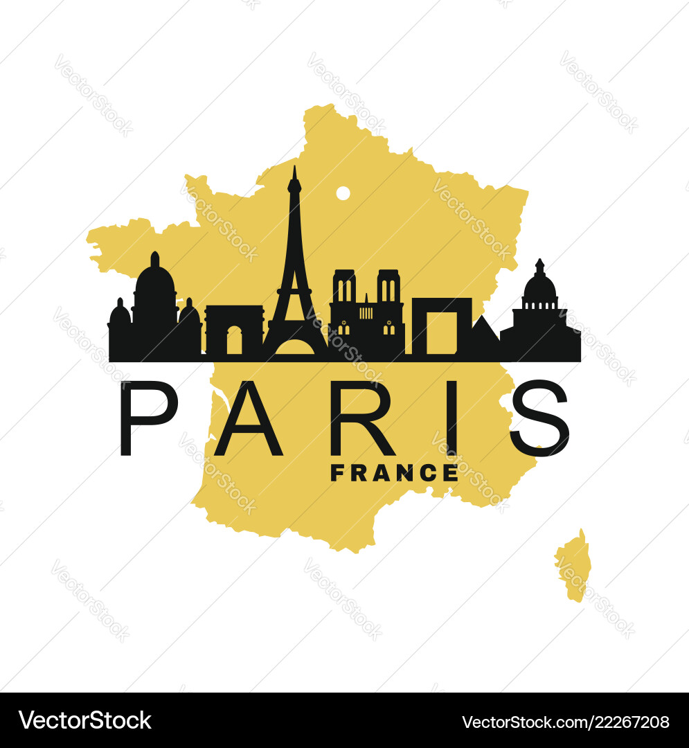 Paris and map france Royalty Free Vector Image