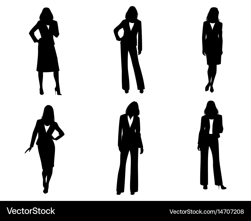 Six businesswomen silhouette Royalty Free Vector Image
