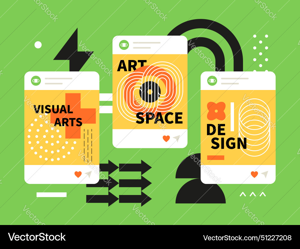 Visual arts and design - social media screens Vector Image