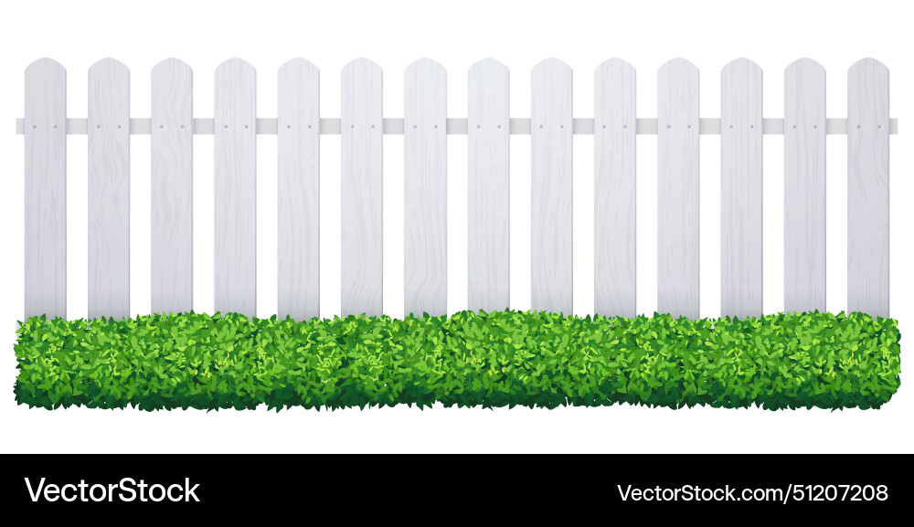 White fence with grass wooden picket background Vector Image