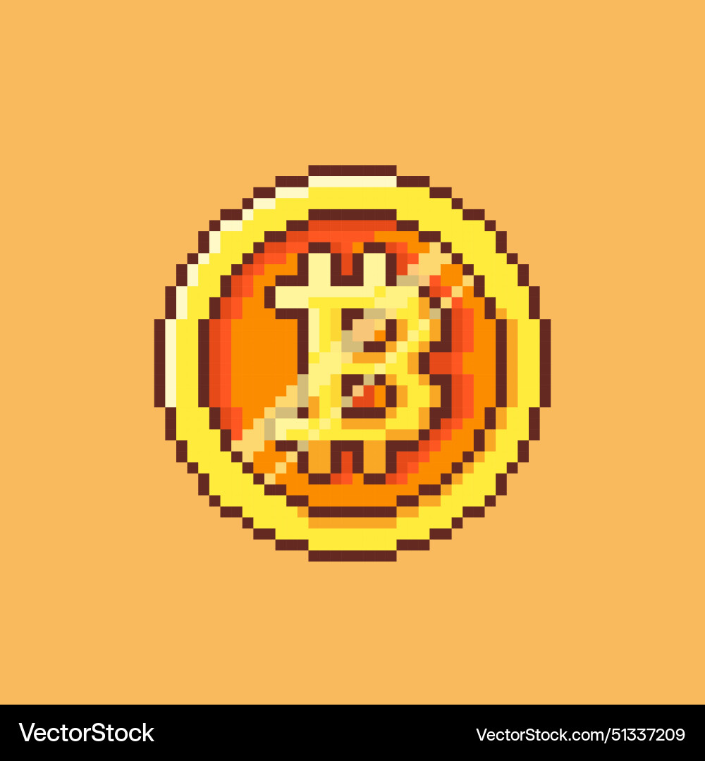 Bitcoin pixel art design Royalty Free Vector Image
