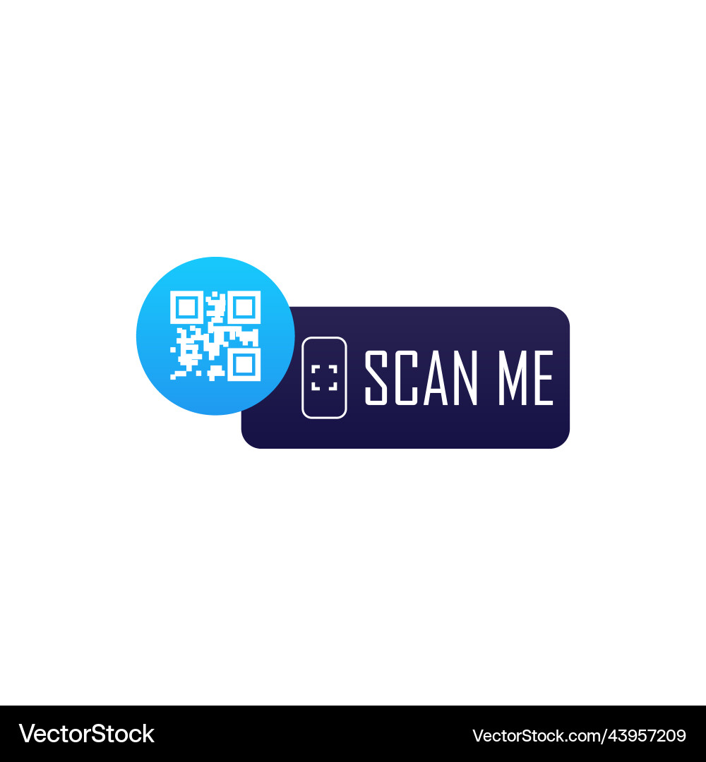 Blue sticker template for payment with qr code Vector Image