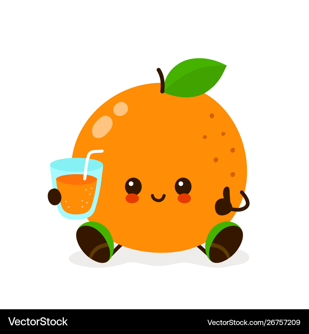 Cute kawaii smiling happy orange Royalty Free Vector Image