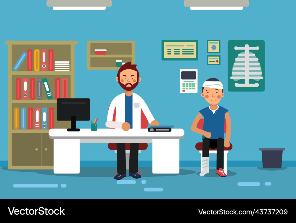Doctor talking to patient in ofiice interior Vector Image