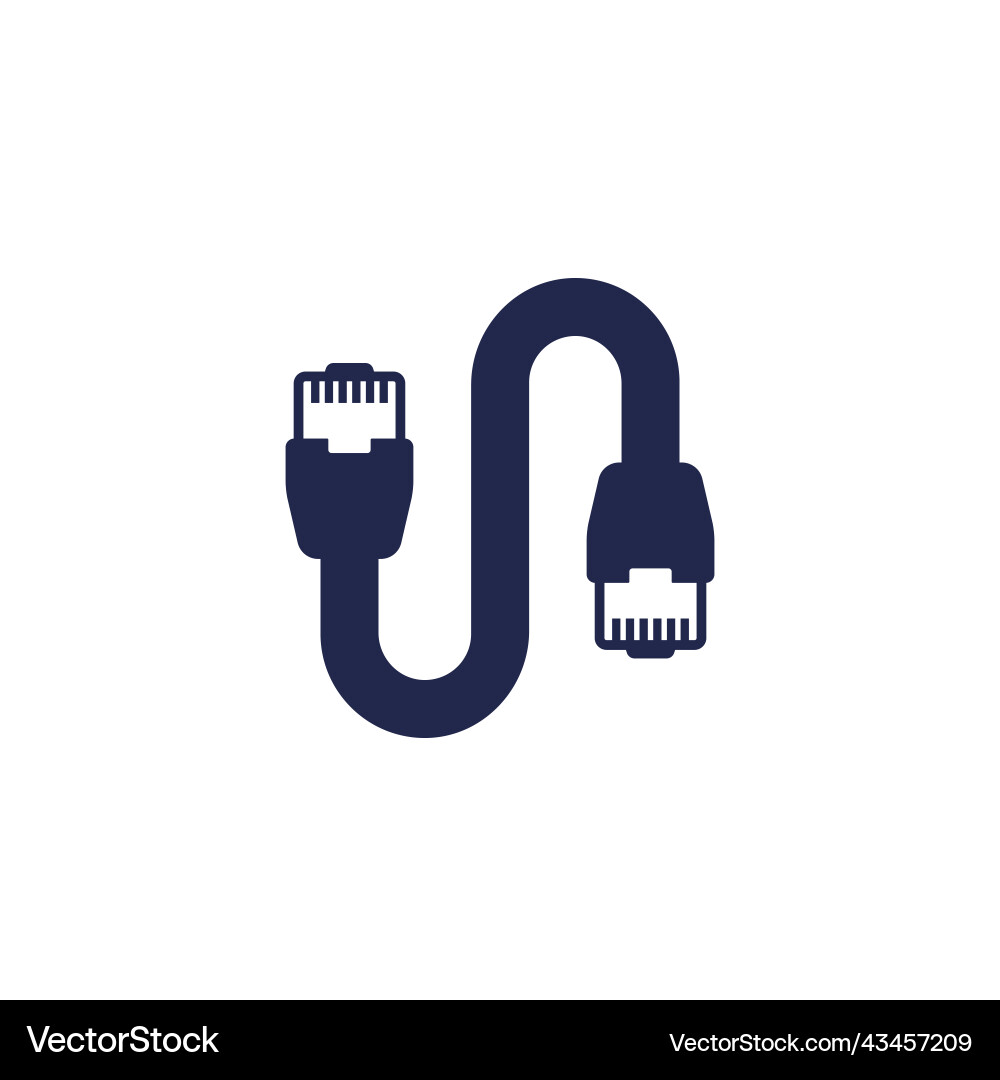 Ethernet cable icon rj45 plugs Royalty Free Vector Image