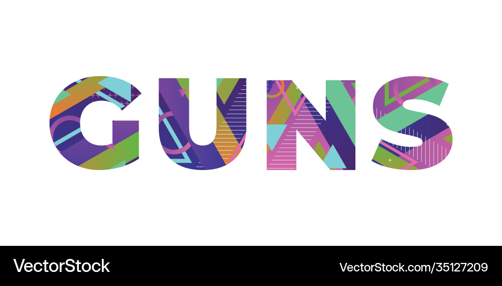 Guns concept retro colorful word art Royalty Free Vector