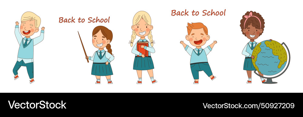 Happy children in school uniform class Royalty Free Vector