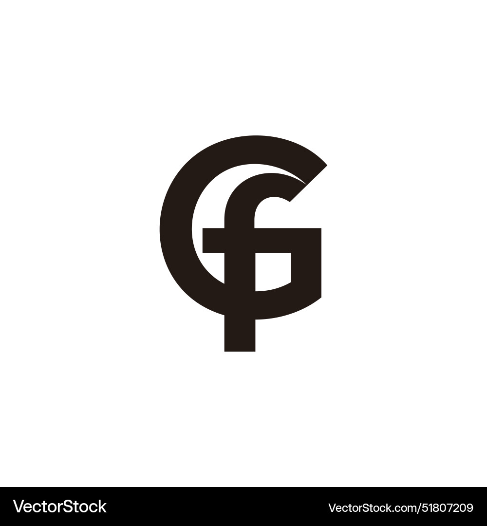 Letter gf linked bold font simple logo Royalty Free Vector