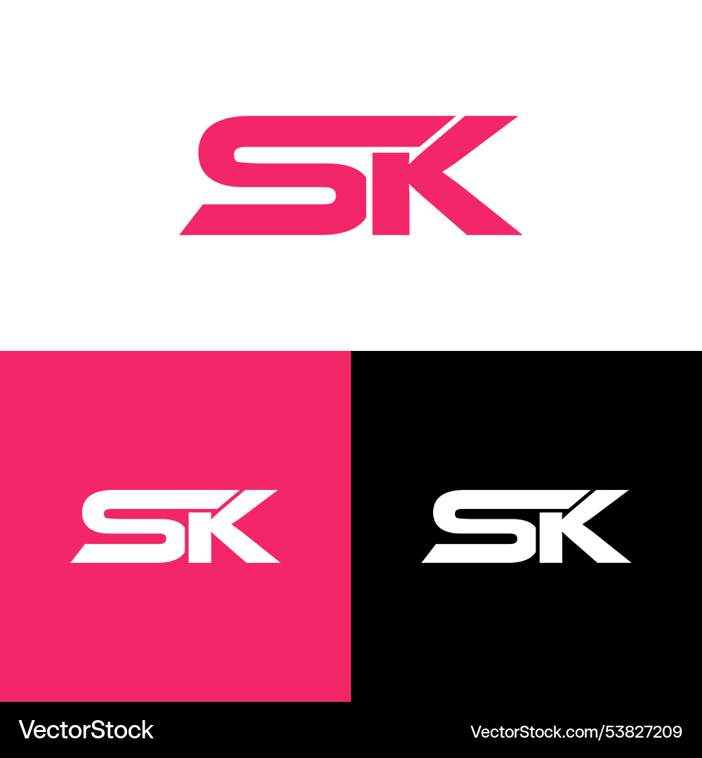 Minimalist initial lettermark sk brand logo Vector Image