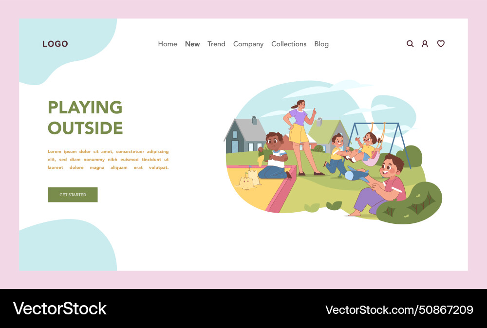 Outdoor playtime at kindergarten flat Royalty Free Vector
