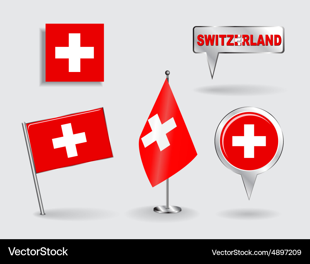 Swiss Flags & Location Markers Royalty Free Vector Image