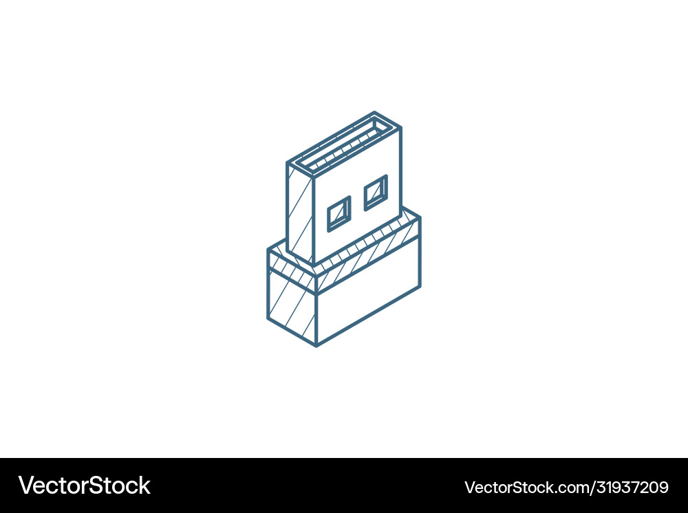 Usb flash drive isometric icon 3d line art Vector Image
