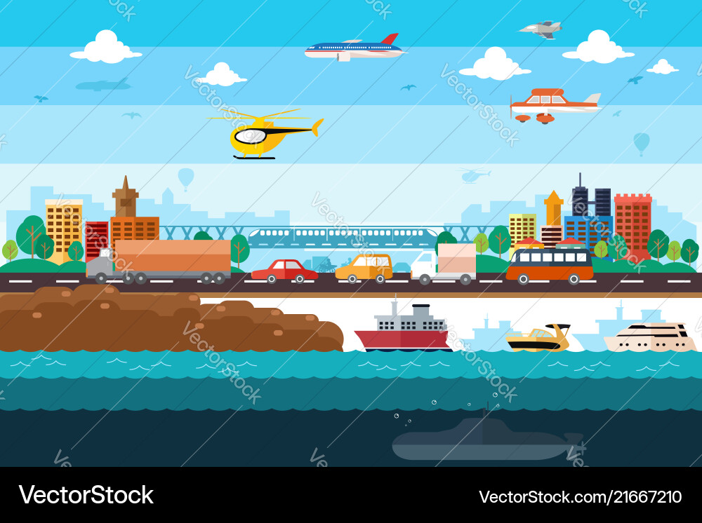 Different transportation Royalty Free Vector Image