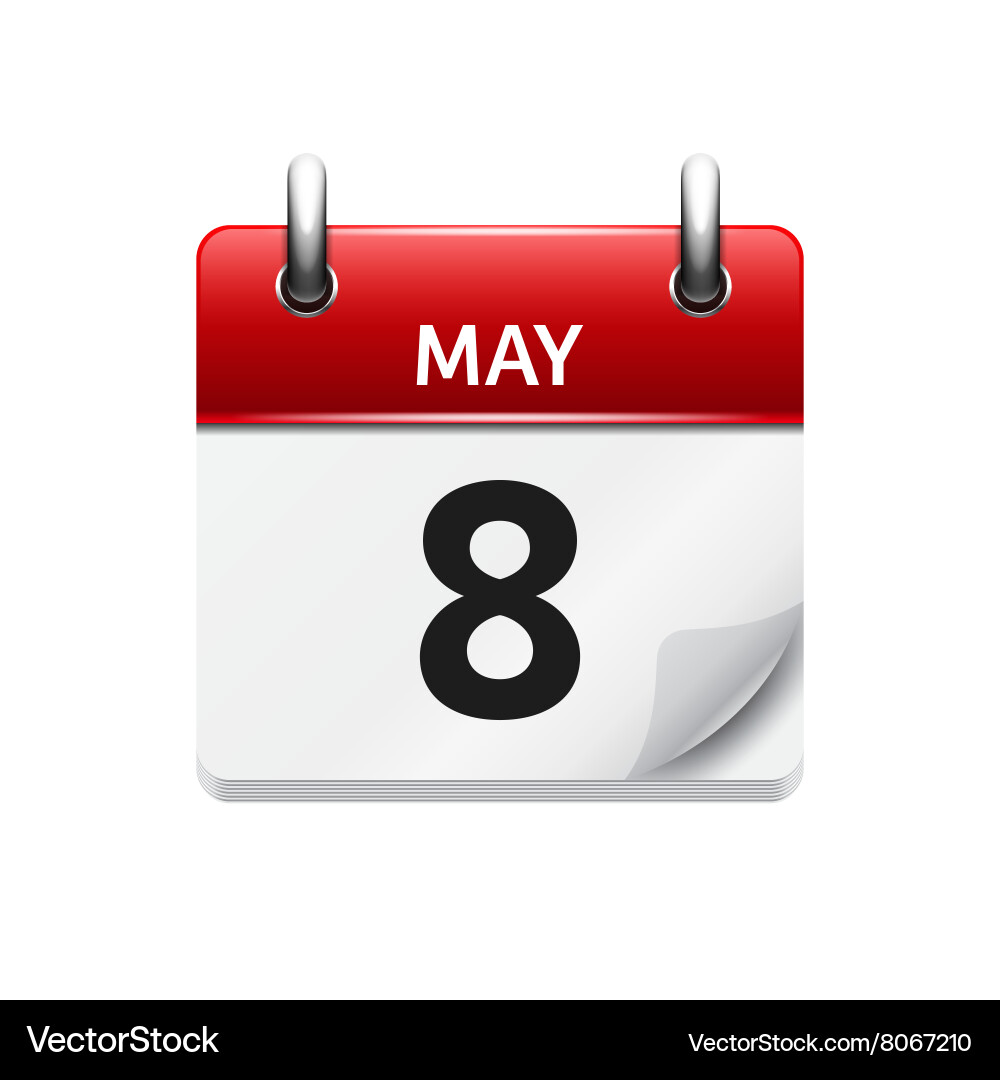May 8 flat daily calendar icon date Royalty Free Vector