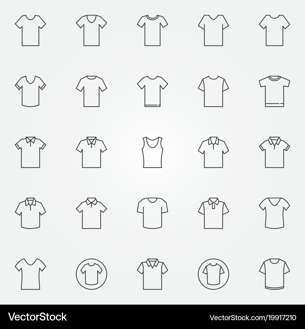 T-shirt icons set tshirt clothes outline Vector Image