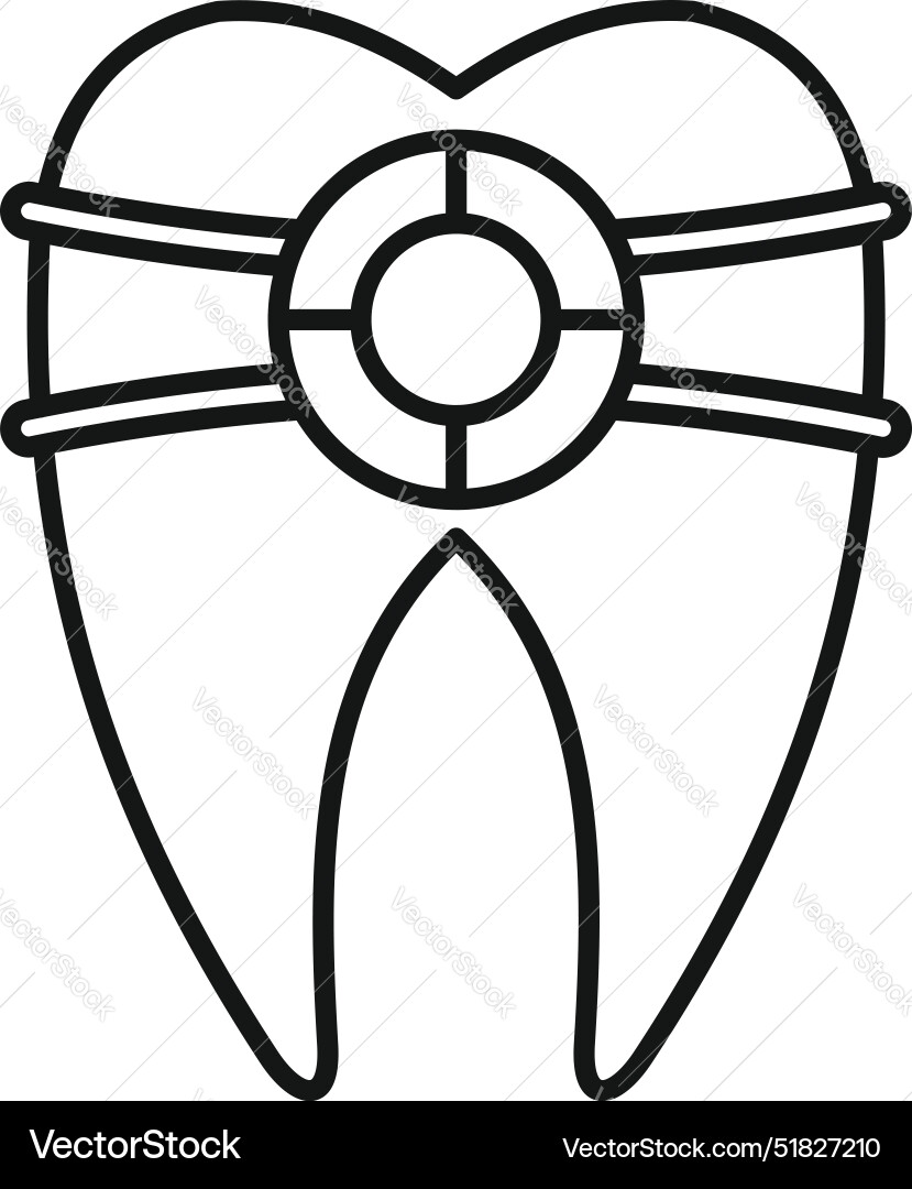 Tooth with braces being repaired using dental Vector Image