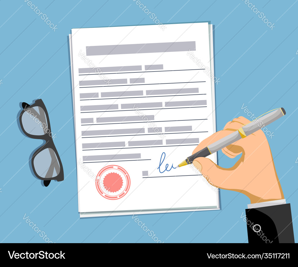 Businessman Signing Contract Document Royalty Free Vector