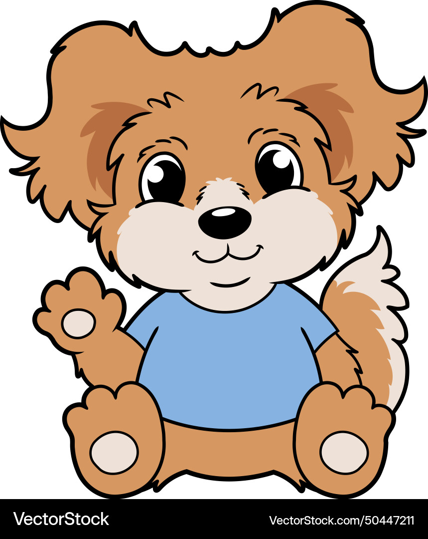 Cute dog waving hand on white background Vector Image
