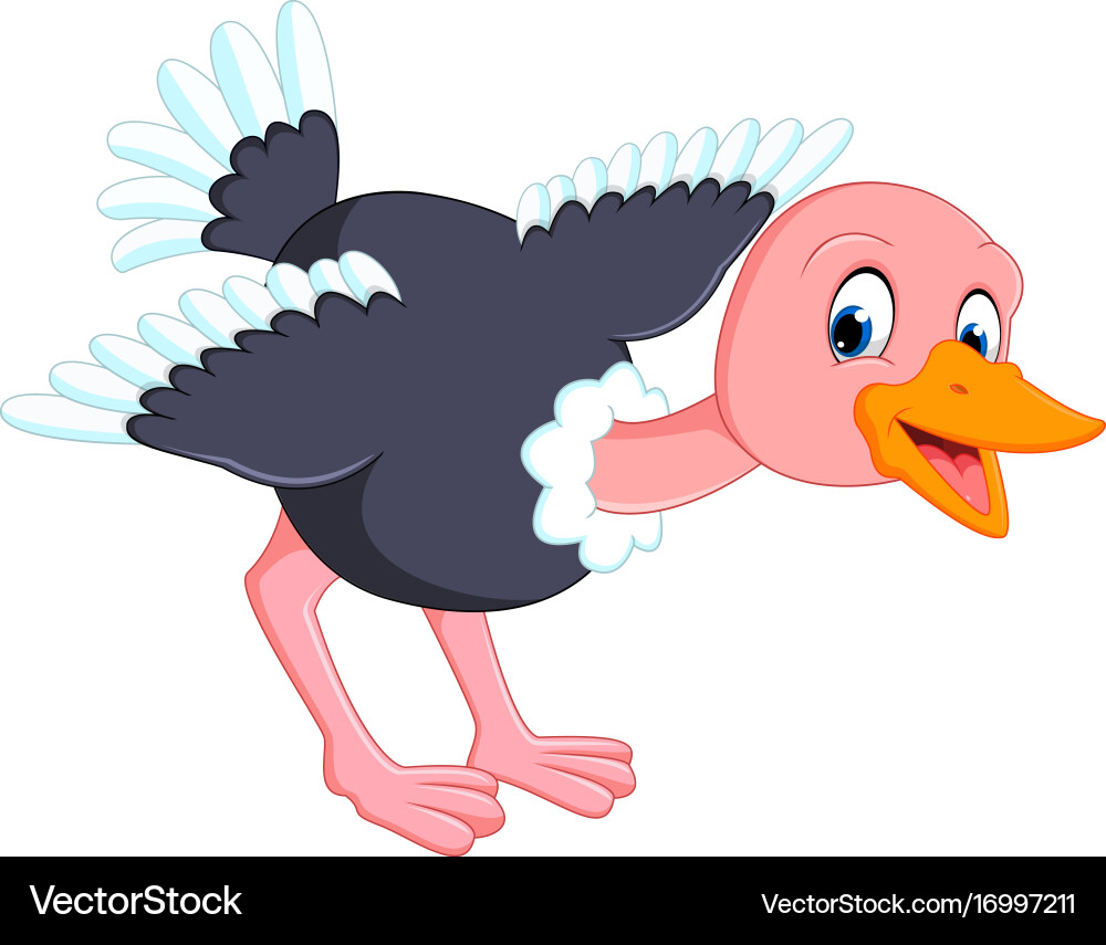 Cute ostrich cartoon Royalty Free Vector Image