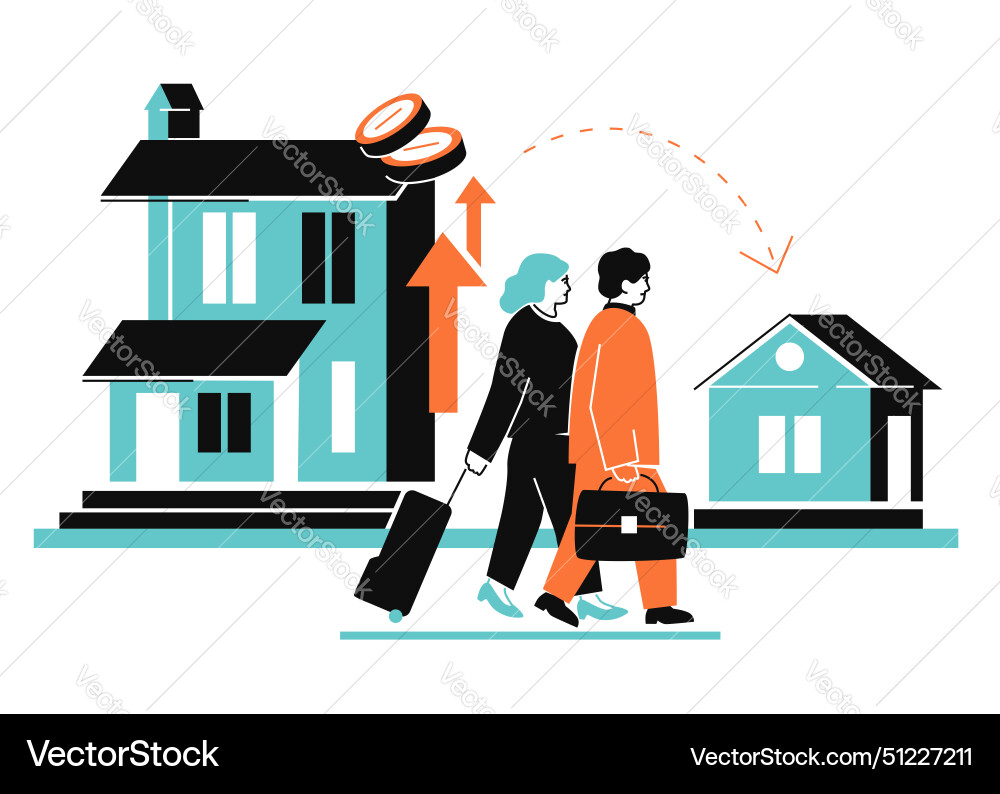 Forced relocation - colorful flat design style Vector Image