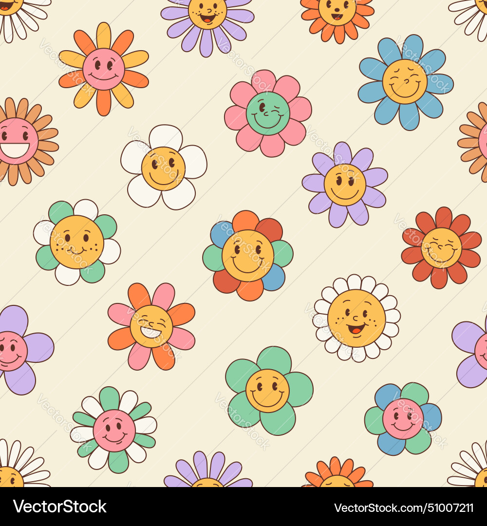 Groovy Daisy Flower Pattern Royalty Free Vector Image
